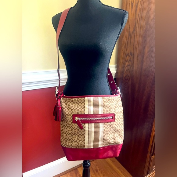 Coach | Bags | Coach Legacy Stripe Signature Duffel Shoulder Bag | Poshmark